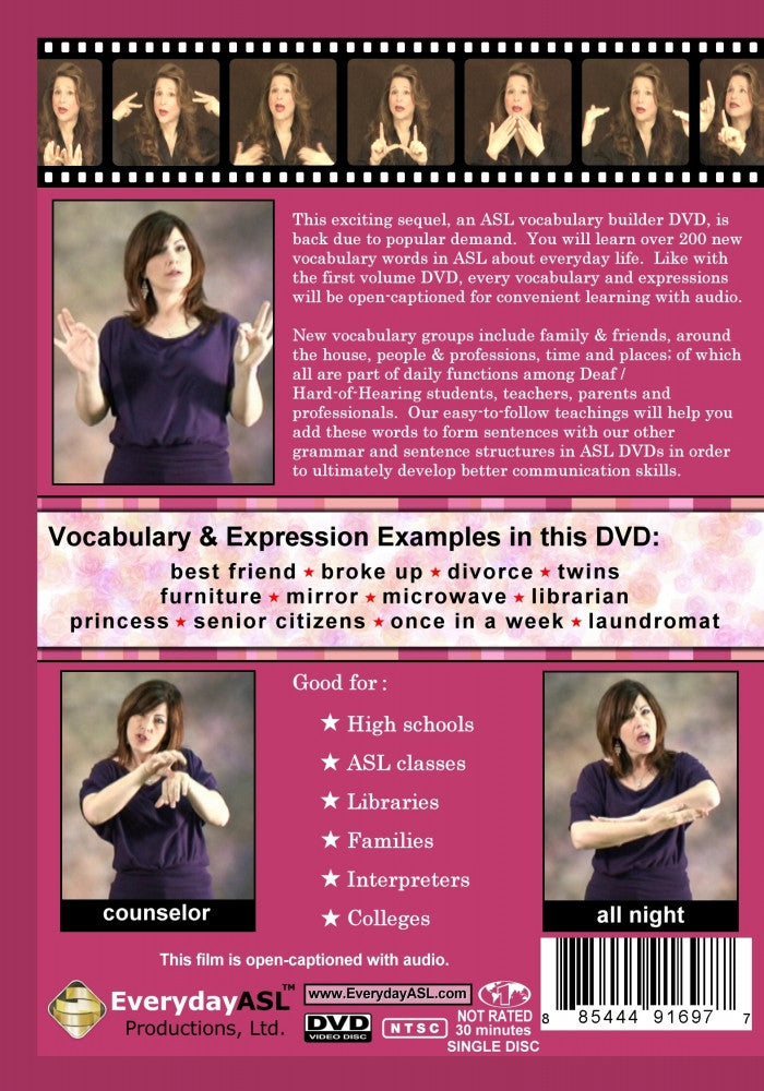 American Sign Language Vocabulary Builder, Vol. 1-2 (2 DVD Set ...
