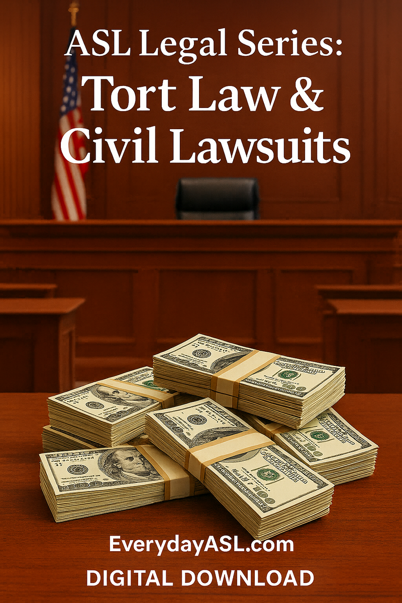 NEW! ASL Legal Series: Tort Law & Civil Lawsuits - DIGITAL DOWNLOAD ...