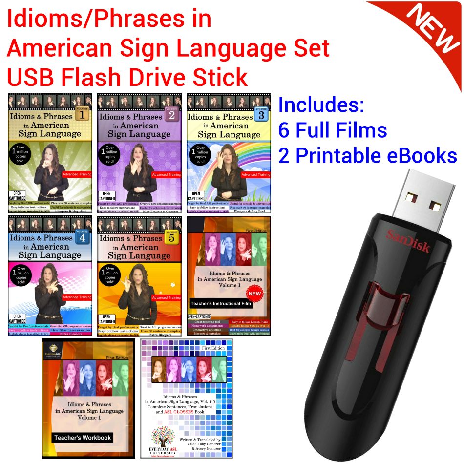 American Sign Language Idioms Student / Teacher Set USB + FREE S&H ...