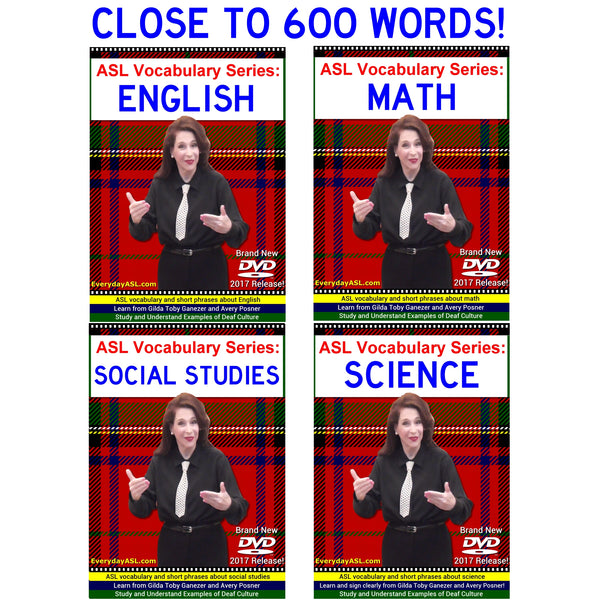 4-DVDS: ASL Vocabulary Series: SCIENCE, MATH, ENGLISH & SOCIAL STUDIES ...