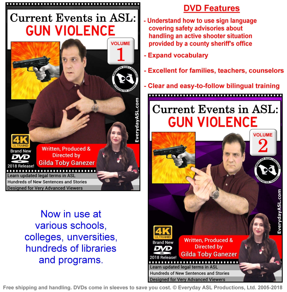 New 2-DVD Set - Current Events in ASL: GUN VIOLENCE, Vol. 1-2 ...